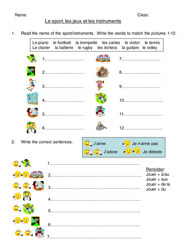 Sports and Instruments | Teaching Resources