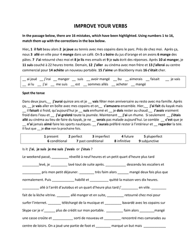 improve your French verbs | Teaching Resources