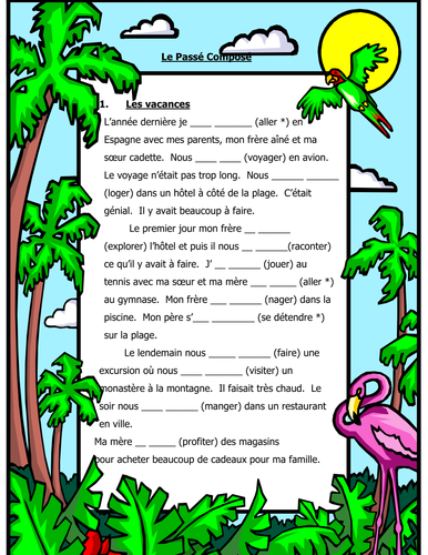 Les vacances - Le Passé Composé | Teaching Resources