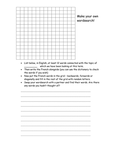 Create your own wordsearch - ITC template by wodewee - UK Teaching ... Create your own wordsearch - ITC template by wodewee - UK Teaching ...