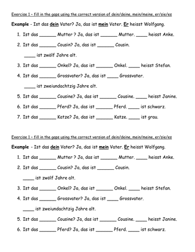 Mein/meine and dein/deine by - UK Teaching Resources - TES