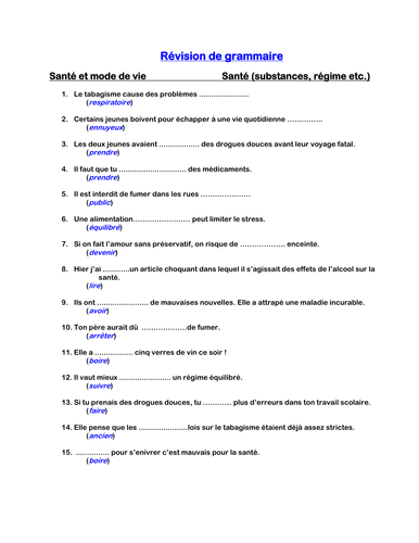 11th/12th grade grammar gap-fill sheets | Teaching Resources