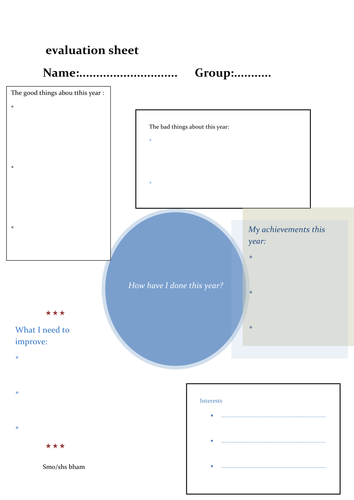 Evaluation sheet | Teaching Resources
