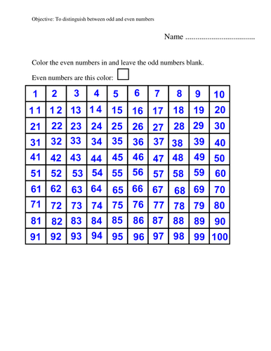 Odd and Even hundred square | Teaching Resources
