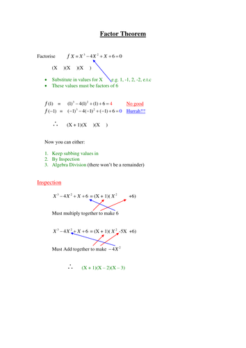 Factor Theorem Worked Example | Teaching Resources Factor Theorem Worked Example | Teaching Resources