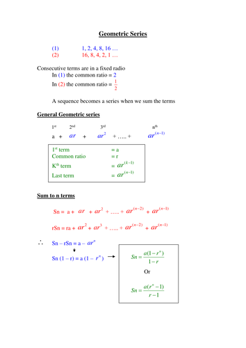 Geometric Sequences Worked Examples | Teaching Resources