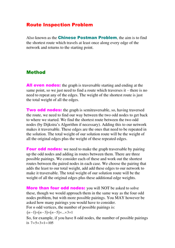 Route Inspection Problem | Teaching Resources