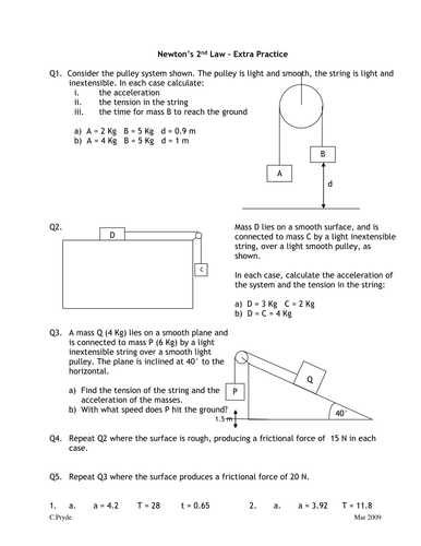 Extra Questions on Newton's Laws | Teaching Resources