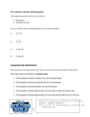 Pre calculus/calculus & Integration | Teaching Resources