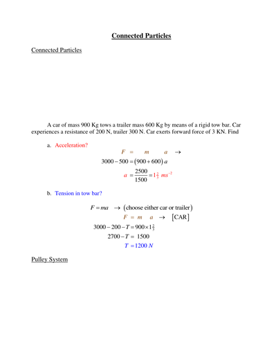 Connected Particles Worked Examples | Teaching Resources
