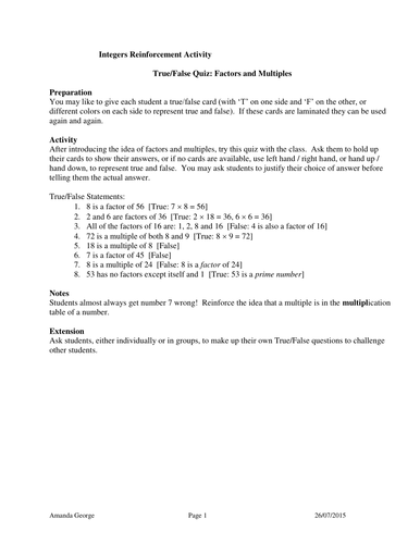 True Or False Questions Directions