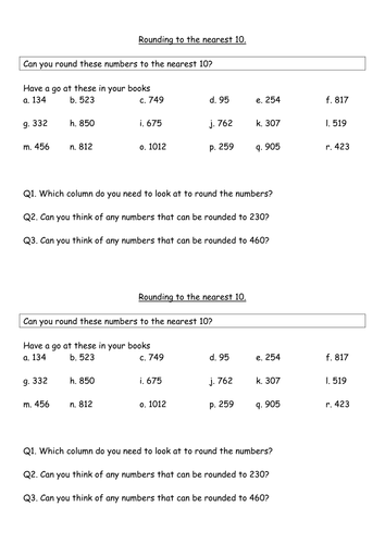 rounding 6 digit numbers worksheet differentiated 3 ways by harriet1987 ...