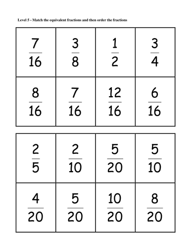 matching-cards-equivalent-fractions-and-ordering-teaching-resources