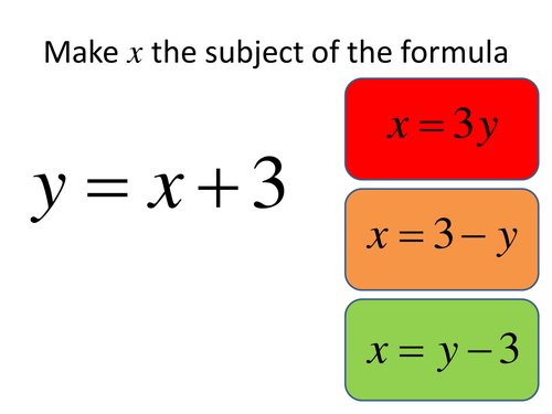 Subject of the formula starter | Teaching Resources