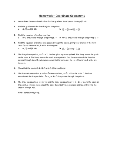 Coordinate Geometry | Teaching Resources