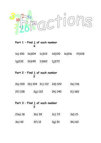 Finding fractions of numbers | Teaching Resources