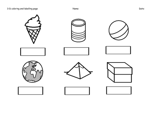 3D objects to color and label | Teaching Resources