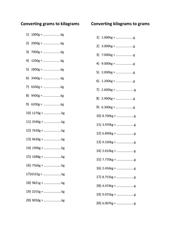 Converting between grams and kilograms worksheet by tracey88 - Teaching ... Converting between grams and kilograms worksheet by tracey88 - Teaching ...