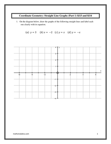 Straight Line Graphs Part 1 with answers | Teaching Resources