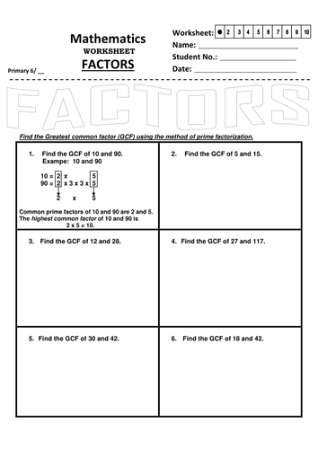 Finding the Greatest Common Factor | Teaching Resources