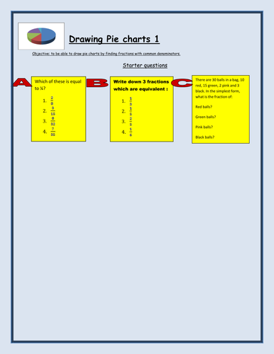 Drawing Pie Charts handout | Teaching Resources