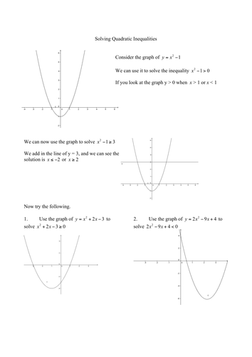 Solving Quadratic Inequalities | Teaching Resources