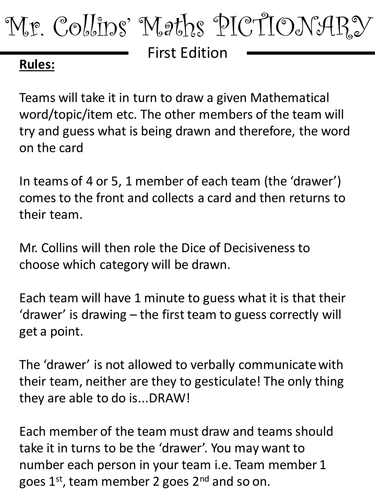 Mathematical Pictionary by paulcollins - Teaching Resources - Tes