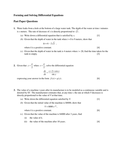 Differential Equations | Teaching Resources