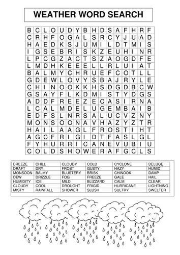 WEATHER WORD SEARCH by coreenburt | Teaching Resources