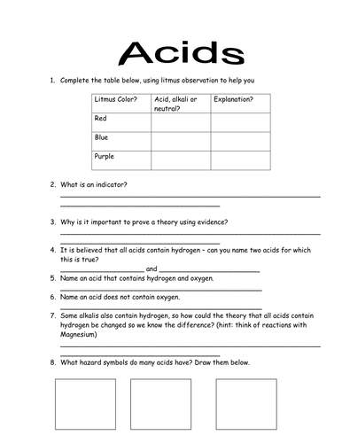 Acids questions | Teaching Resources