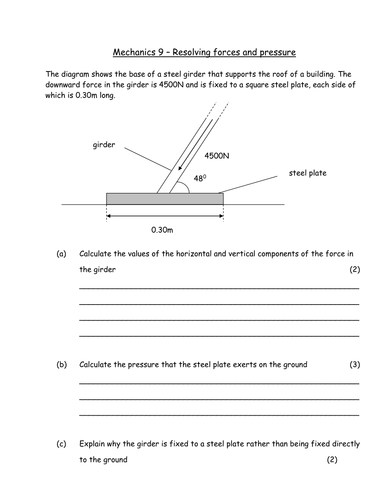 Mechanics: Resolving Forces and Pressure | Teaching Resources Mechanics: Resolving Forces and Pressure | Teaching Resources