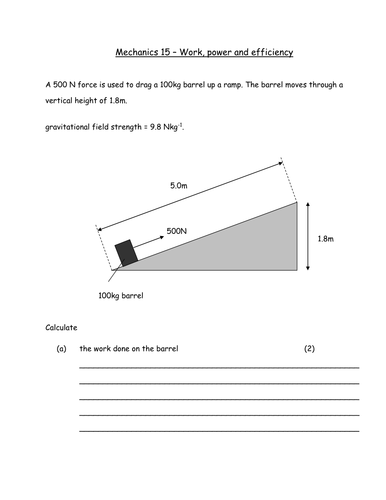 Mechanics - power and efficiency | Teaching Resources