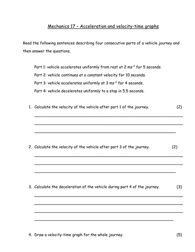 Acceleration and Velocity-Time Graphs | Teaching Resources