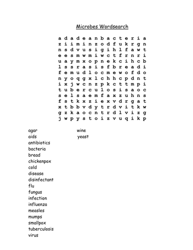 Microbes Wordsearch | Teaching Resources
