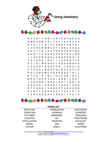 Chemistry wordsearch | Teaching Resources