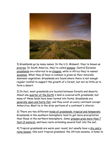 Grassland Worksheet - Worksheet24