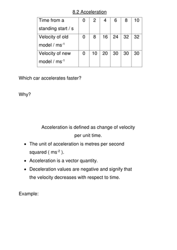 Speed and Motion Notes | Teaching Resources