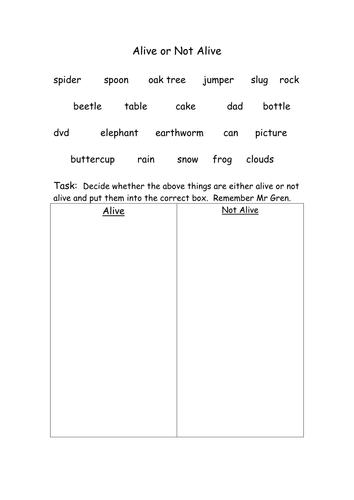 Alive or not alive | Teaching Resources