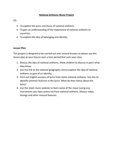 National Anthem Project | Teaching Resources