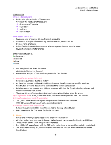 Notes on the Constitution | Teaching Resources