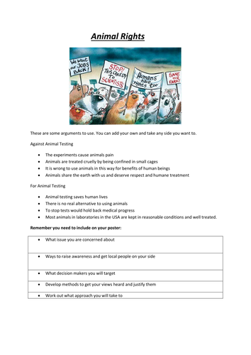 Animal Rights - Activity | Teaching Resources