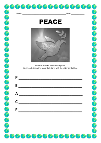 What is Peace? Tasks and poem activity by maz1 - Teaching Resources - TES