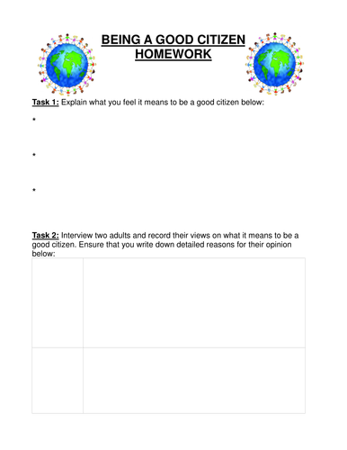 What makes a good citizen Assignment | Teaching Resources