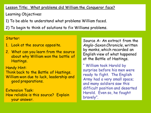 What problems did William I face? by maxblackburn - UK Teaching ...
