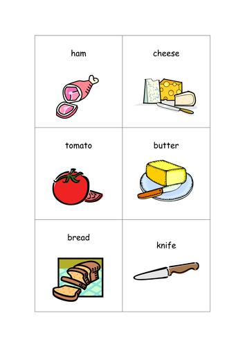 Sandwich ingredient flashcards | Teaching Resources
