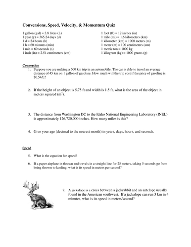 Speed Conversion Worksheets by bios444 - UK Teaching Resources - TES
