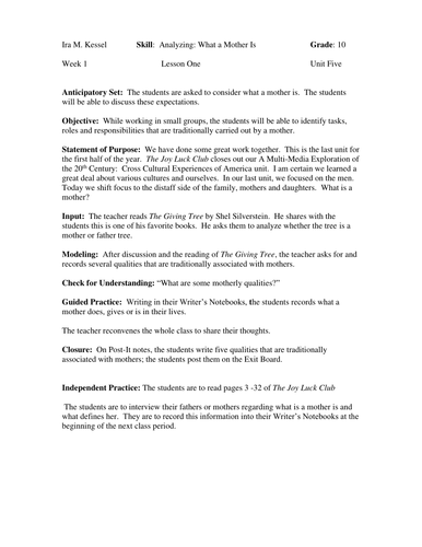 Joy Luck Club (Identity and Primary Relationships) | Teaching Resources