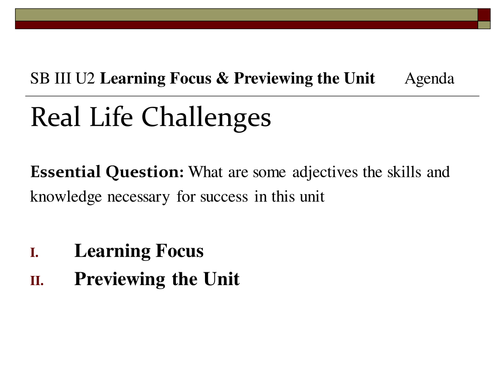 Real Life Challenges - SB III Unit 2 | Teaching Resources