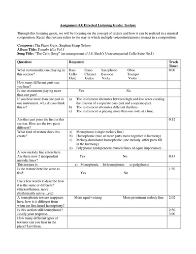 Musical texture guide by laurabeaumont - UK Teaching Resources - TES