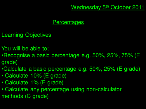 PERCENTAGE BASICS by Skillsheets - Teaching Resources - TES